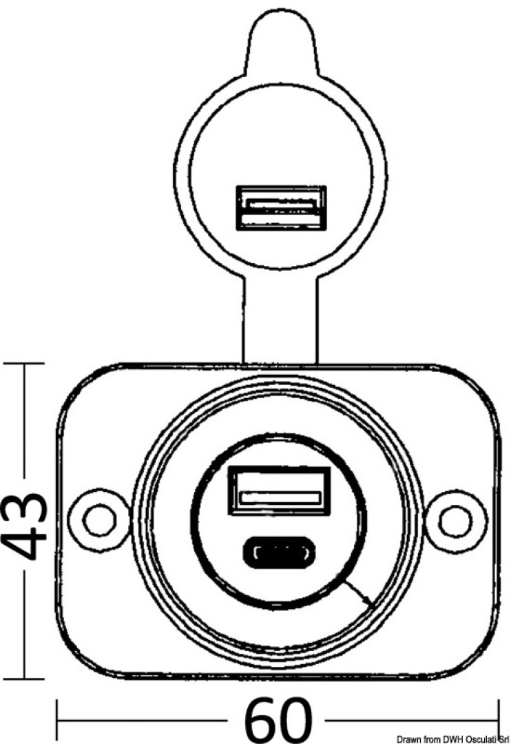 Double flush-mounted USB Type-A + Type-C socket | Nautica Illiano
